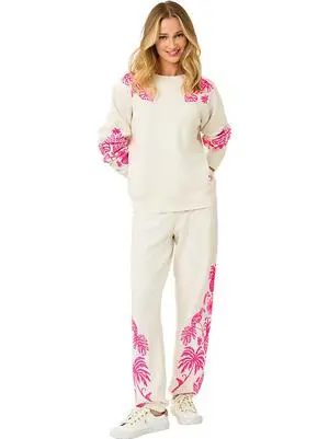 Lilly Pulitzer 30' Silvie Embroidered Jogger - Coconut Safari Social Embroidery Pant