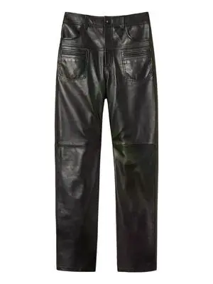 TWINSET Stitch-detail Leather Trousers - Black