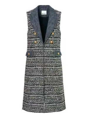 WEILL Tweed Gilet With Denim Trim - Blue