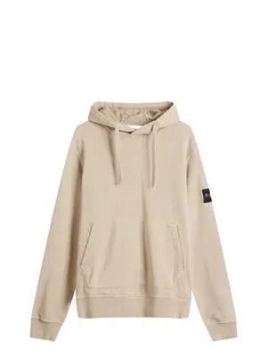 Stone Island Organic Cotton Fleece Popover Hoodie - Desert