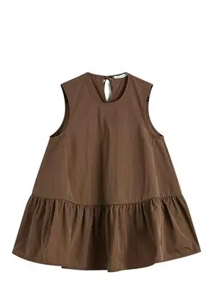 Cecilie Bahnsen Asta Recycled Taffeta Top - Soil Brown