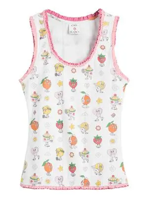Casablanca Pointelle Frill Tank Top - Multi