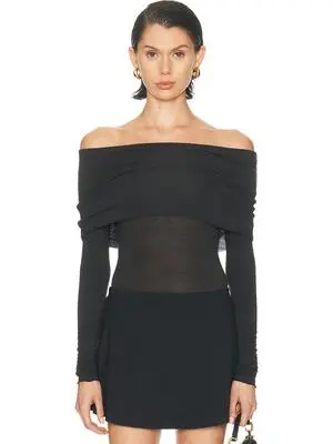 SKIMS Sheer Modal Off Shoulder Top - Onyx