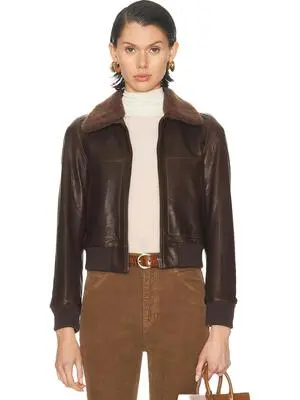 NILI LOTAN Tom Leather Jacket - Dark Brown