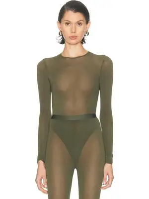 Wardrobe.NYC Sheer Bodysuit - Military