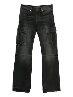 Balenciaga Whiskering-effect Cargo Jeans - Black