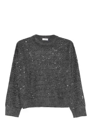 Brunello Cucinelli Sequin-embellished Crew-neck Sweater - Grey