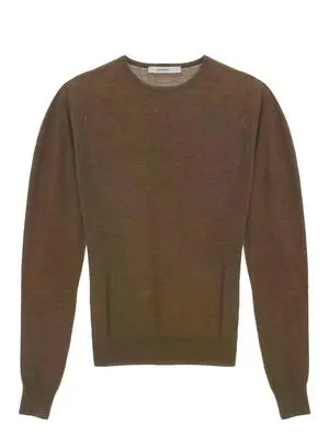 LEMAIRE Crew-neck Wool Sweater - Brown
