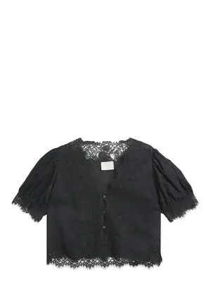 DÔEN Ramie Lace-trim Idella Blouse - Black