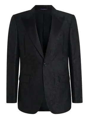 Ralph Lauren Purple Label Mulberry Silk-cotton Paisley Gregory Blazer - Black