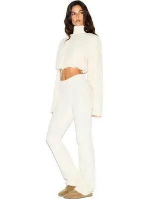 SKIMS Teddy Funnel Neck Cropped Jacket - Ecru