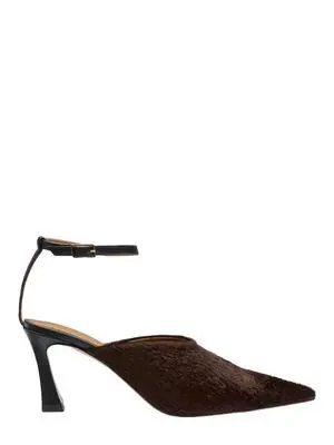 ATP ATELIER Bema Embossed Pony And Nappa Ankle Strap Heels - Walnut