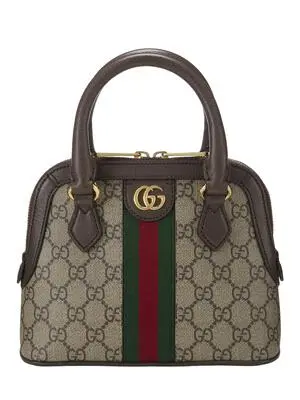 Gucci Gg Supreme Canvas Ophidia Top Handle Bag - Brown
