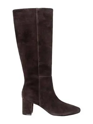 L'Agence Eugenie Block-heel Boot - Dark Brown Suede