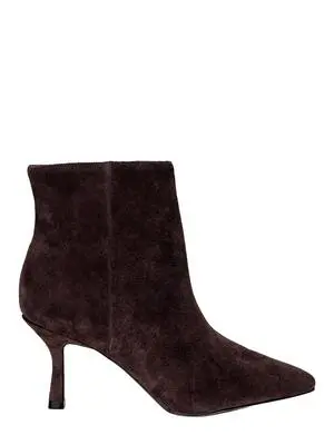 L'Agence Sylvie Suede Bootie - Dark Brown Suede