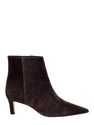 L'Agence Lilly Kitten-heel Bootie - Dark Brown Suede