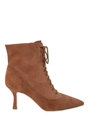 L'Agence Fayette Lace-up Bootie - Sand Suede