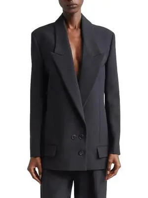 Victoria Beckham Elongated Lapel Double-breasted Jacket - Black