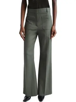 Victoria Beckham Alina High-waisted Flare Leg Trousers - Oregano