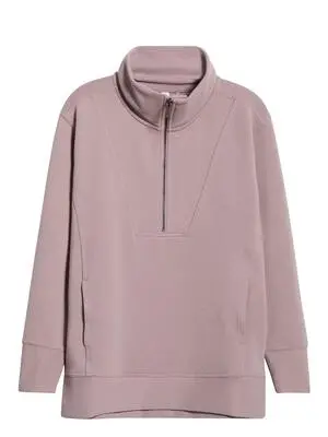 Zella Kickback Ottoman Half Zip Tunic - Mauve Dove