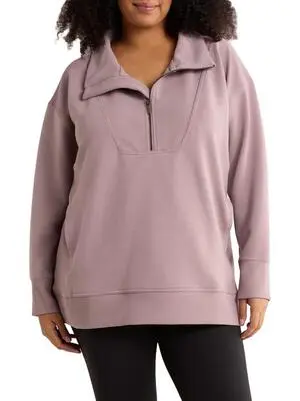 Zella Kickback Ottoman Half Zip Tunic - Purple Dove