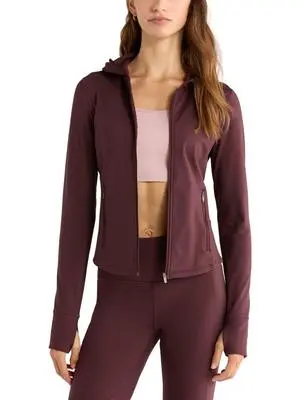 Zella Zip Hooded Jacket Burgundy Fudge