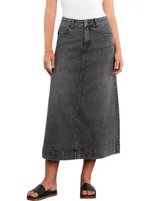 HINT OF BLU Upper East Side Denim Maxi Skirt - Almost Black