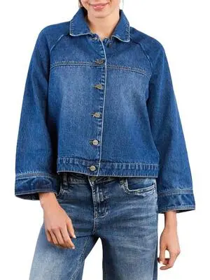 HINT OF BLU Boxy Denim Trucker Jacket - Blue Farm Dark