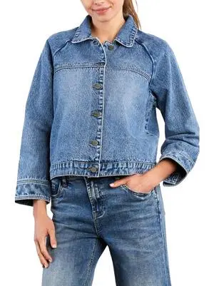 HINT OF BLU Boxy Denim Trucker Jacket - Moonstone Blue