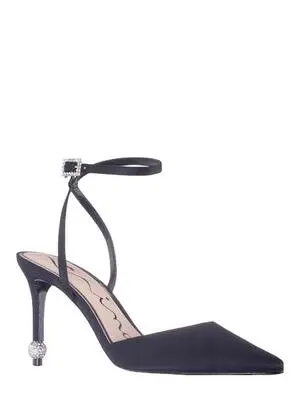 Nina Nasha Ankle Strap Pointed Toe Pump - Black