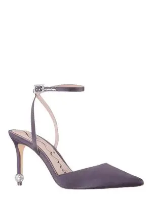 Nina Nasha Ankle Strap Pointed Toe Pump - Steel