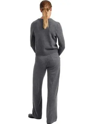 Chinti & Parker Pure Cashmere Cropped Sweater - Mid Grey Melange