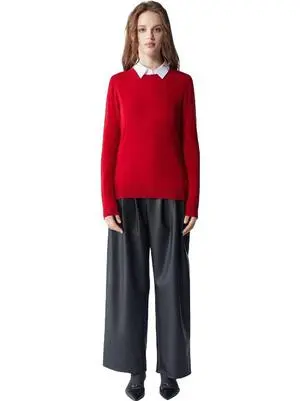GOBI MONGOLIAN CASHMERE Cashmere Crewneck Sweater - Haute Red