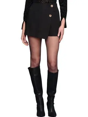Avec Les Filles Button Detail Skort - Black