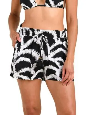 La Blanca Woven Shadows Cover-up Printed Shorts - Black