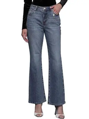 AVEC LES FILLES Bootcut Jeans With Moon And Star Accent