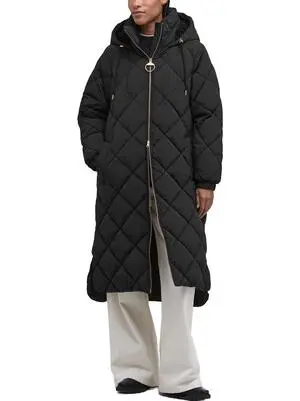 Barbour Kirkton Longline Puffer Coat - Black/classic