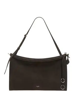 Alaïa Le Click East/west Suede Shoulder Bag - Anthracite
