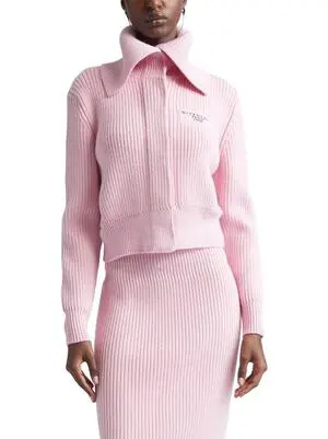 Givenchy Big Collar Wool & Alpaca Blend Cardigan - Light Pink