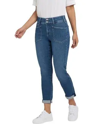 NYDJ Margot Utility Pocket Ankle Girlfriend Jeans - Lake Notre Dame