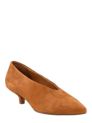Seychelles Libertine Pointed Toe Kitten Heel Pumps - Dark Tan