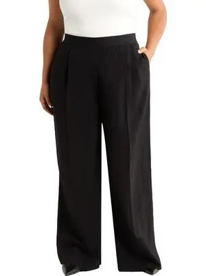 Nordstrom Pintuck Straight Leg Trousers - Black