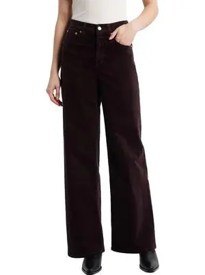 Spanx High-waist Wide-leg Corduroy Pants - Truffle Brown
