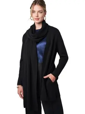 JESSICA LONDON Wrap Scarf Coatigan - Black