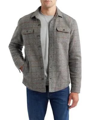 Johnnie-o Mcdowell Insulated Windowpane Check Felted Button-up Shirt Jacket - Charcoal