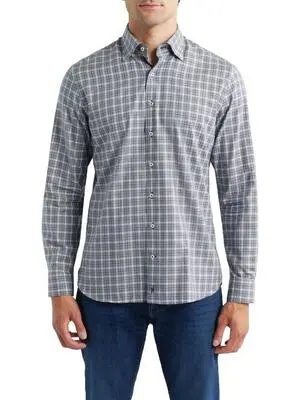 Johnnie-o Warden Plaid Cotton Button-down Shirt - Charcoal