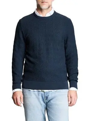 Billy Reid Geo Links Cotton Sweater - Carbon Blue