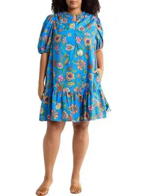 SUGARLIPS Anabelle Floral Shift Dress - Blue-pink