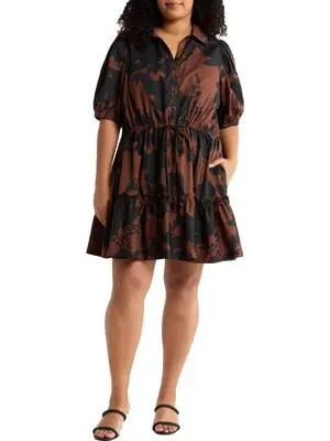 SUGARLIPS Floral Shirtdress - Chocolate