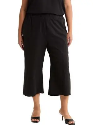 SUGARLIPS Isha Wide Leg Capri Pants - Black